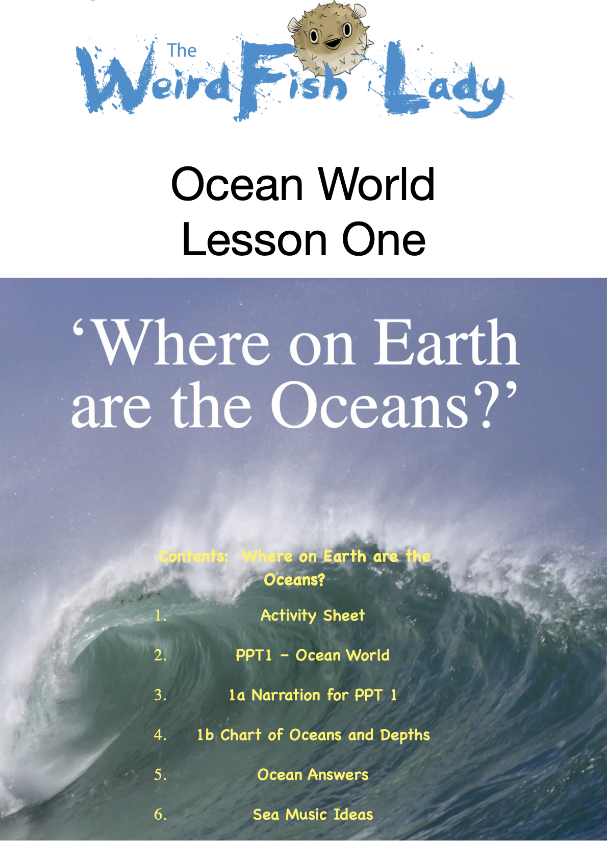 Recommended Lesson Plan Years for 1, 2 & 3 - Ocean World Lesson 1 ...